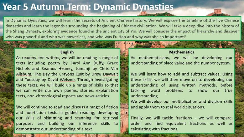 William Cobbett Primary School - Year 5 Termly Curriculum Overviews